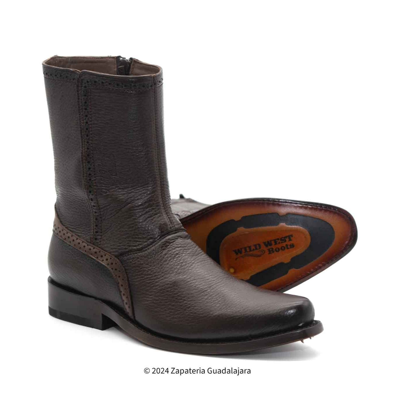 MEN'S LOW SHAFT GENUINE DEER SKIN FADED BROWN BOOT -278BI8316 | Genuine ...
