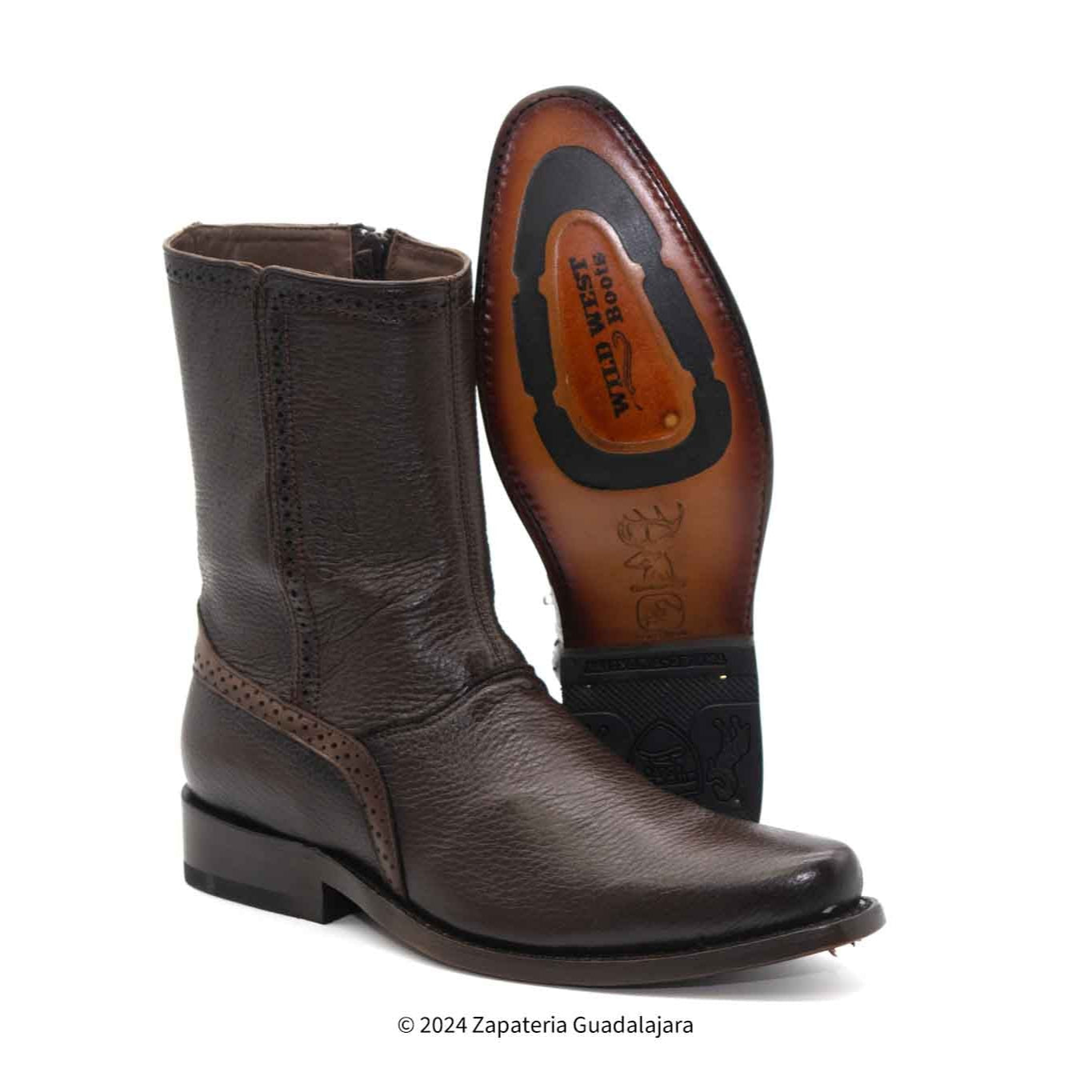 MEN'S LOW SHAFT GENUINE DEER SKIN FADED BROWN BOOT -278BI8316 | Genuine ...
