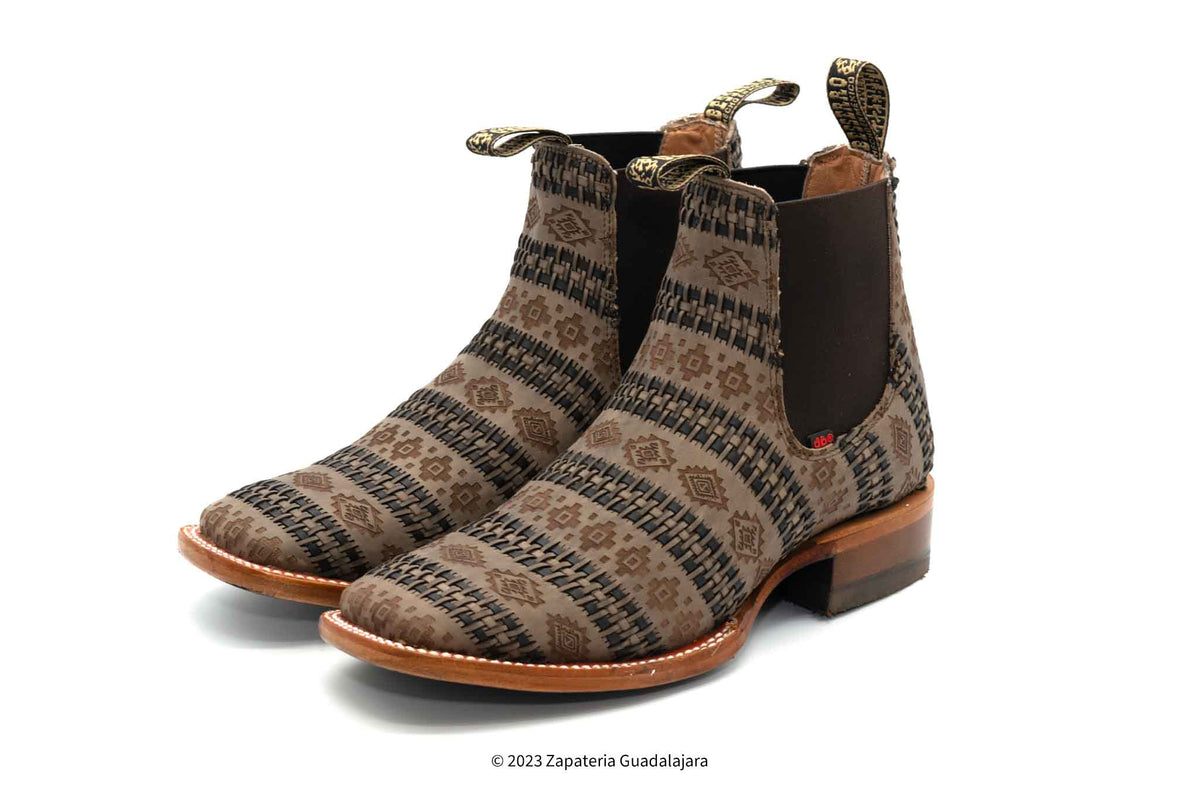 6446 BOTINES CHARROS TEJIDO APACHE CAPUCHINO | Genuine Leather Cowboy ...