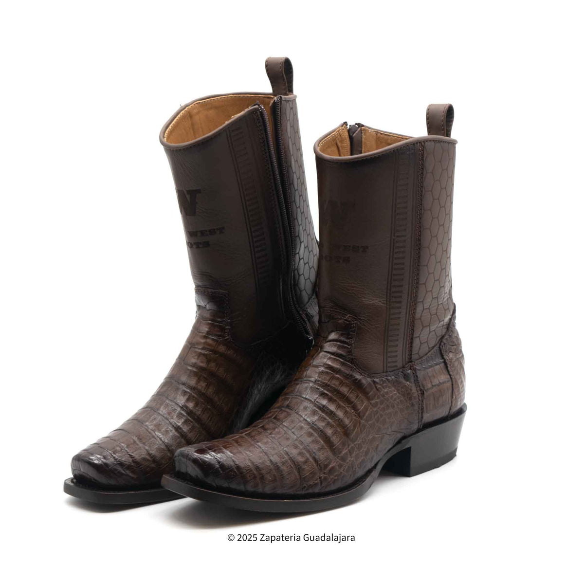 7 Toe Caiman Belly Faded Brown zipper cowboy boot-258BI8216 | Genuine ...