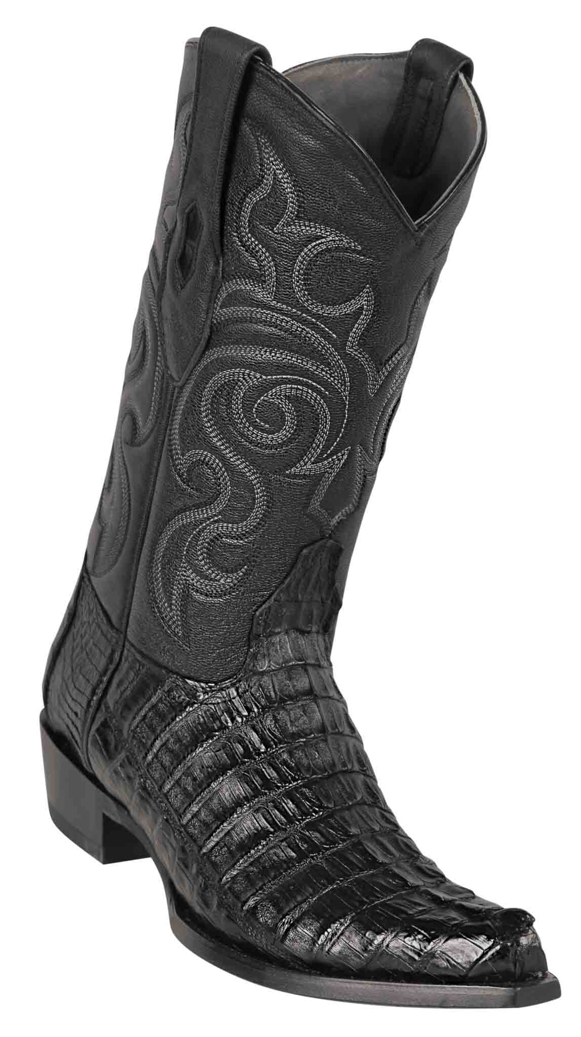 940105 LOS ALTOS BOOTS SNIP TOE CAIMAN TAIL BLACK | Genuine Leather ...