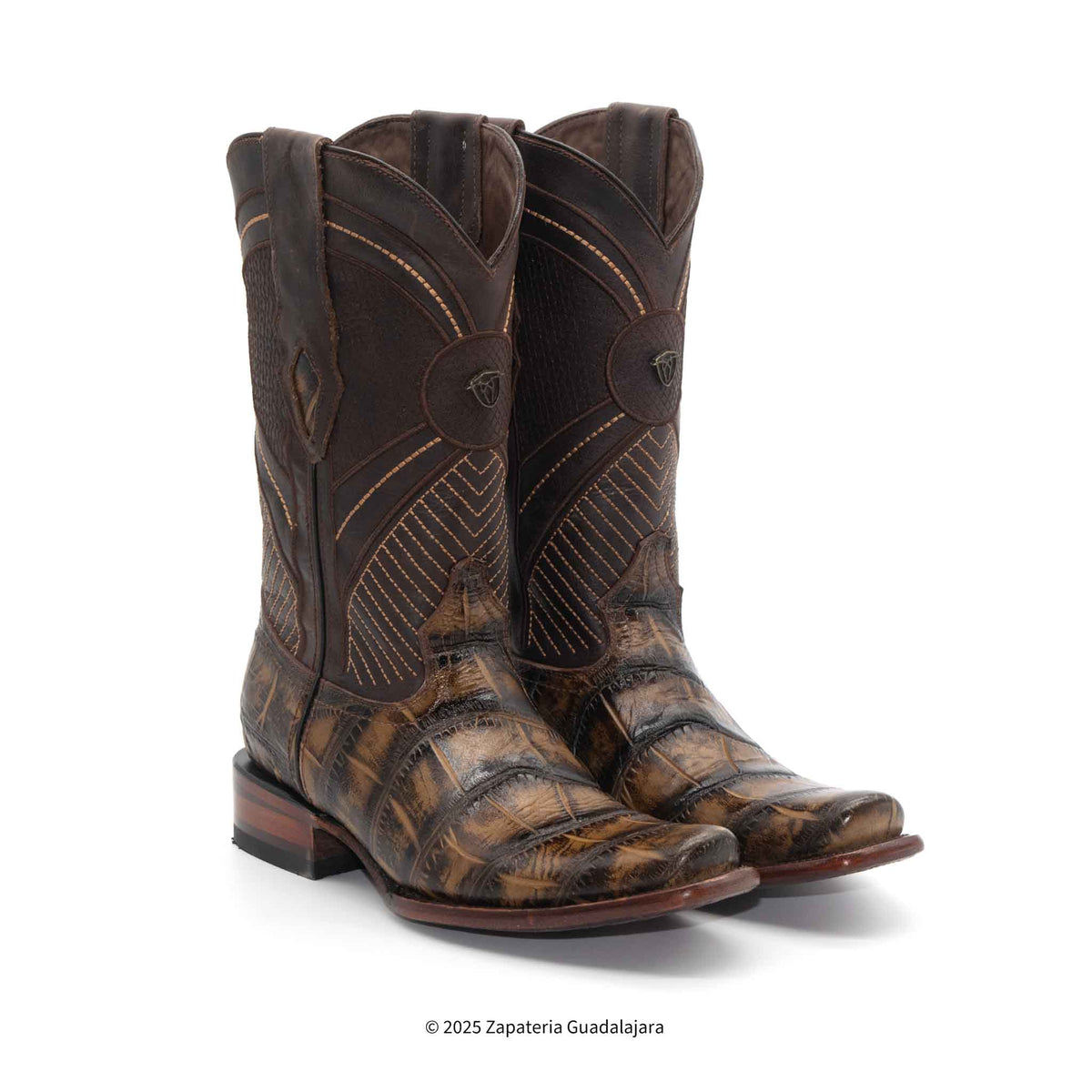GRAND ALLIGATOR PRINT LEATHER TEXAS STYLE BROWN BOOT- 4117 | Genuine ...