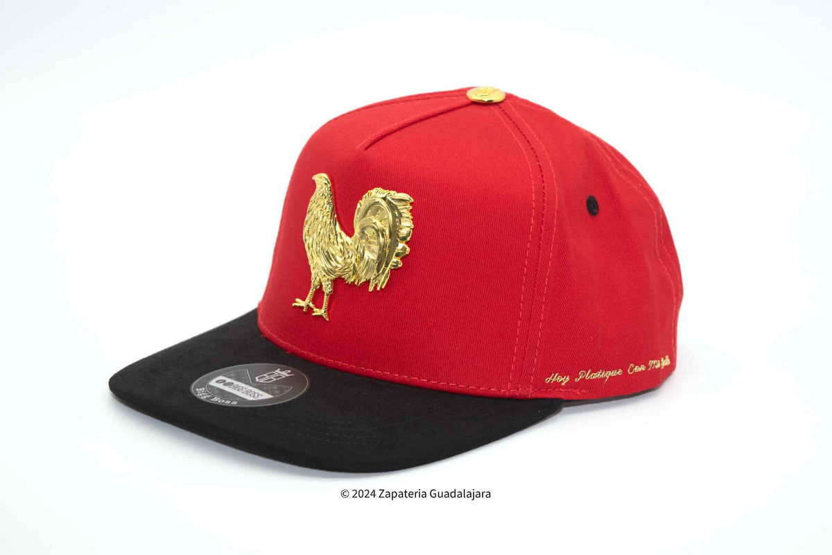 MEN CAP BIGG BOSS ROOSTER RED GOLD | Genuine Leather Cowboy Boots and ...