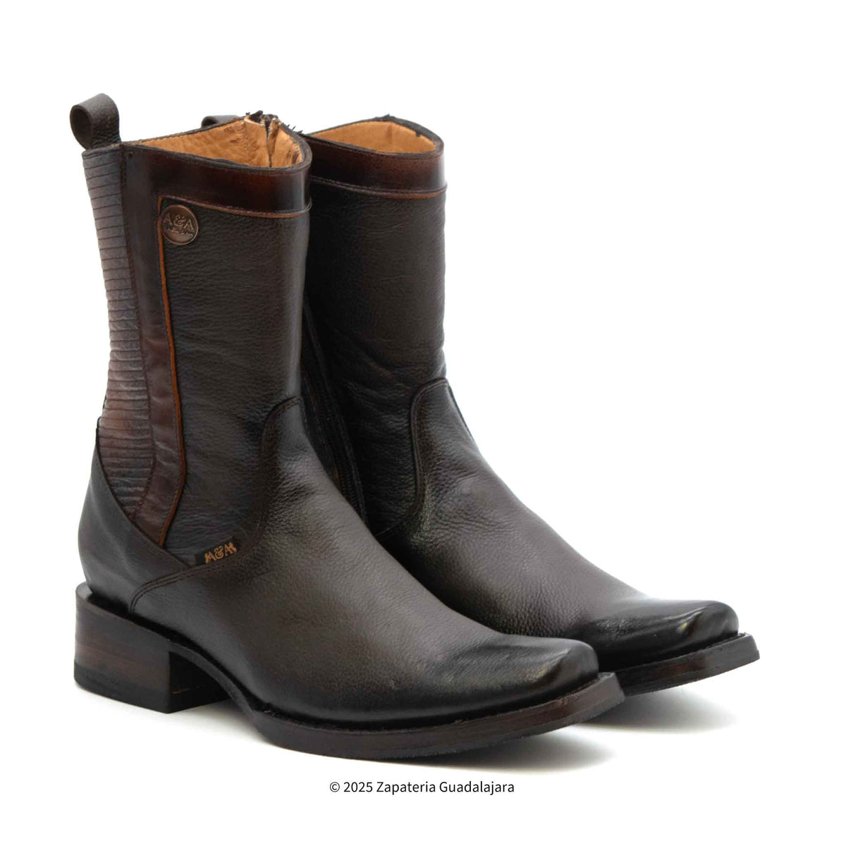 MEN'S DUBAI TOE MARCO BROWN LEATHER BOOT WITH ZIPPER | Genuine Leather ...