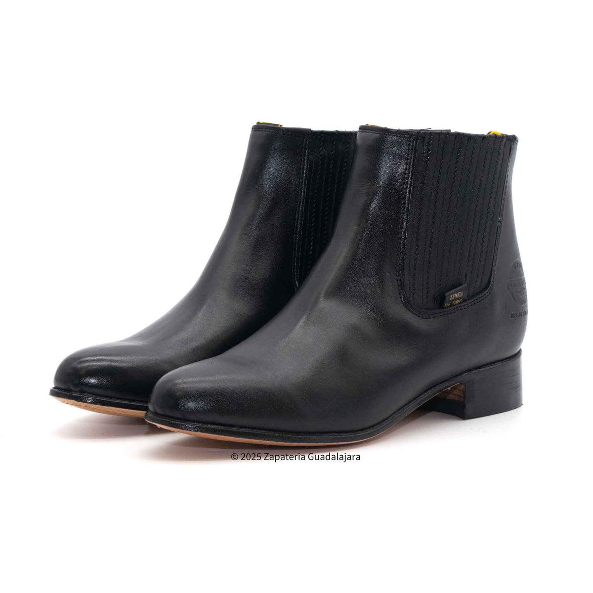 MEN'S TRADITIONAL BOTINES CHARROS BLACK NAPA LEATHER SOLE -500 ...