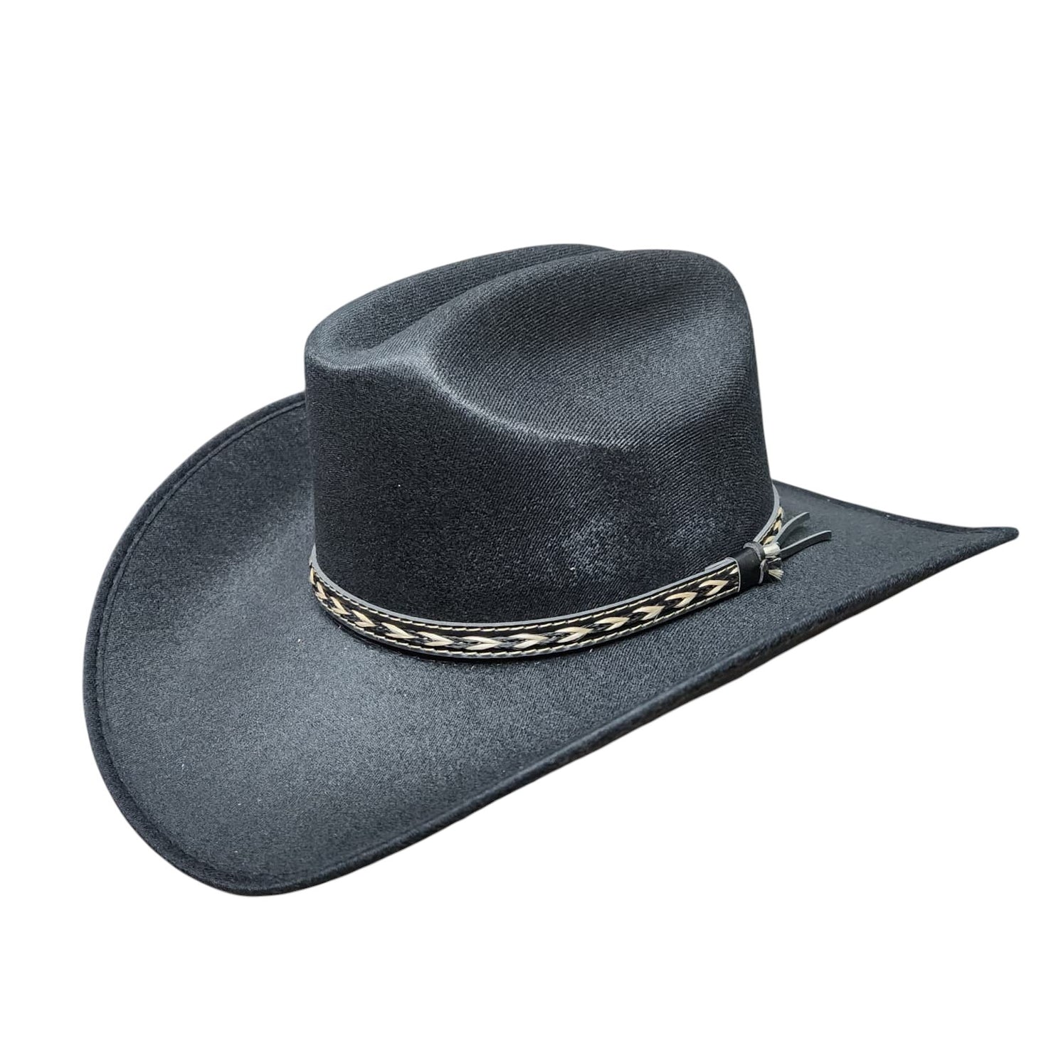 Black Cowboy Hat Sinaloa Style | Genuine Leather Cowboy Boots and Hats ...