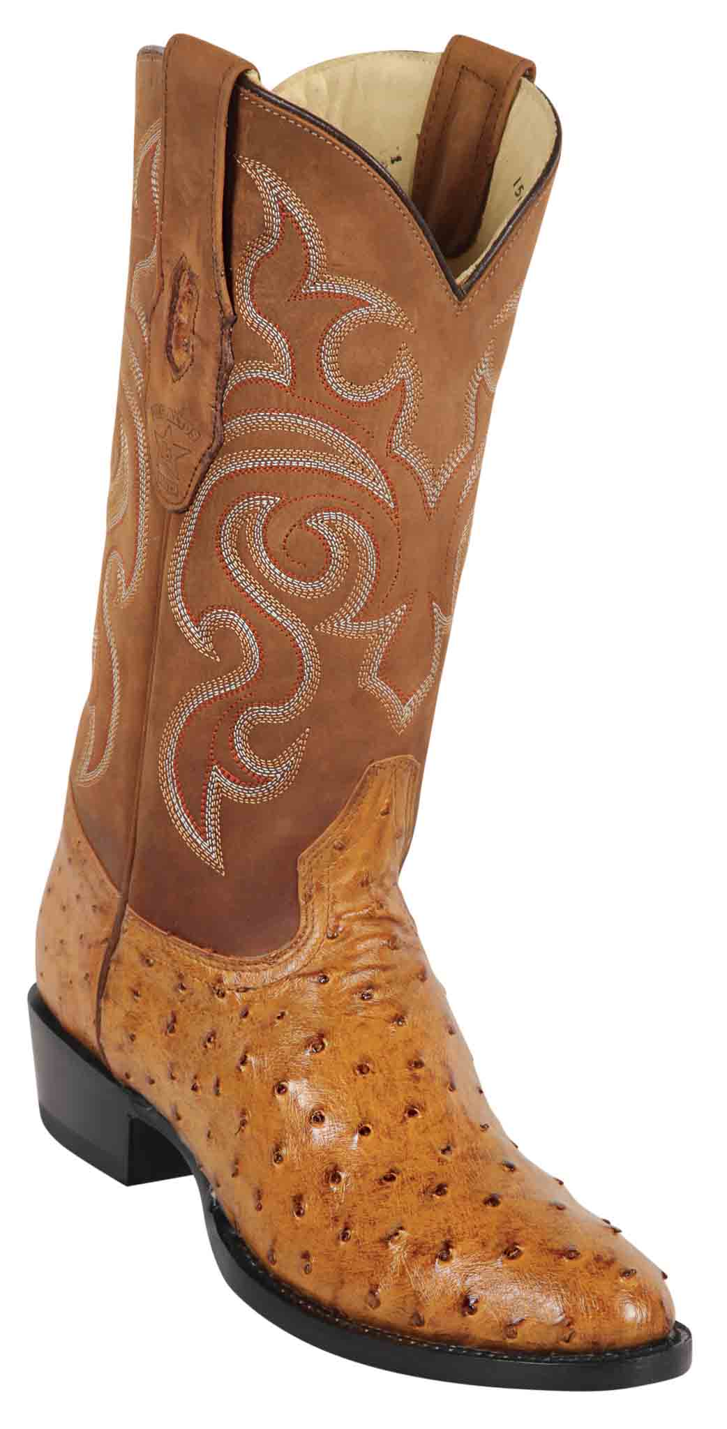 650354 LOS ALTOS BOOTS OSTRICH ROUND TOE AMBER | Genuine Leather Cowboy ...