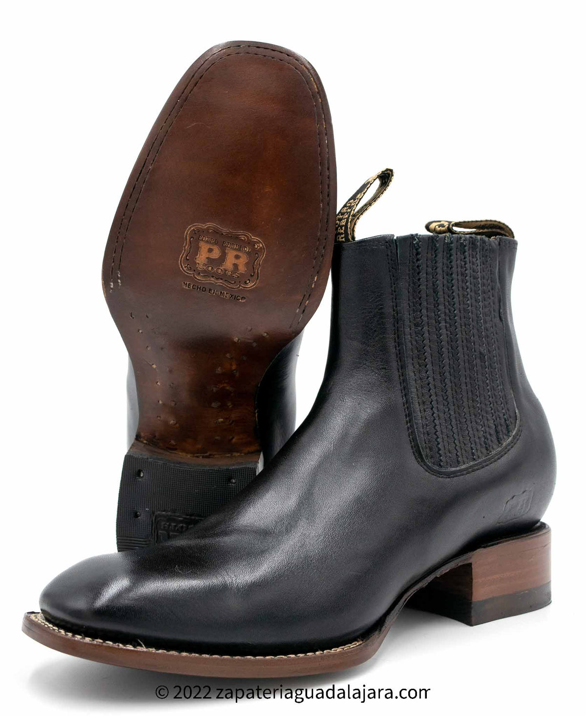 968B8305 MEN BOTINES CHARROS SQUARE TOE BLACK LEATHER BOOT | Genuine ...