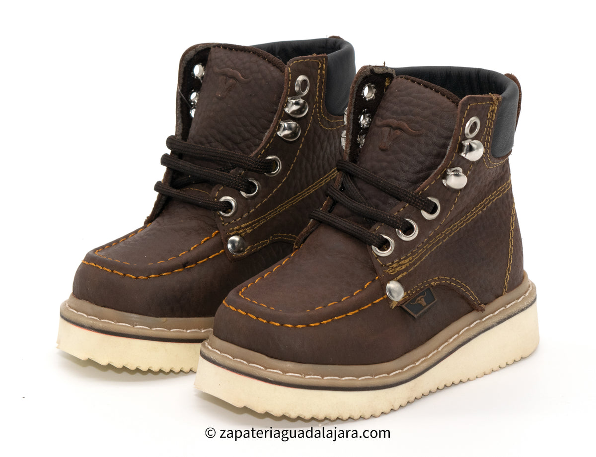 KID'S CHOCO MOC TOE LIGHT NON SLIP SOLE LEATHER BOOT-HBN80194 | Genuine ...